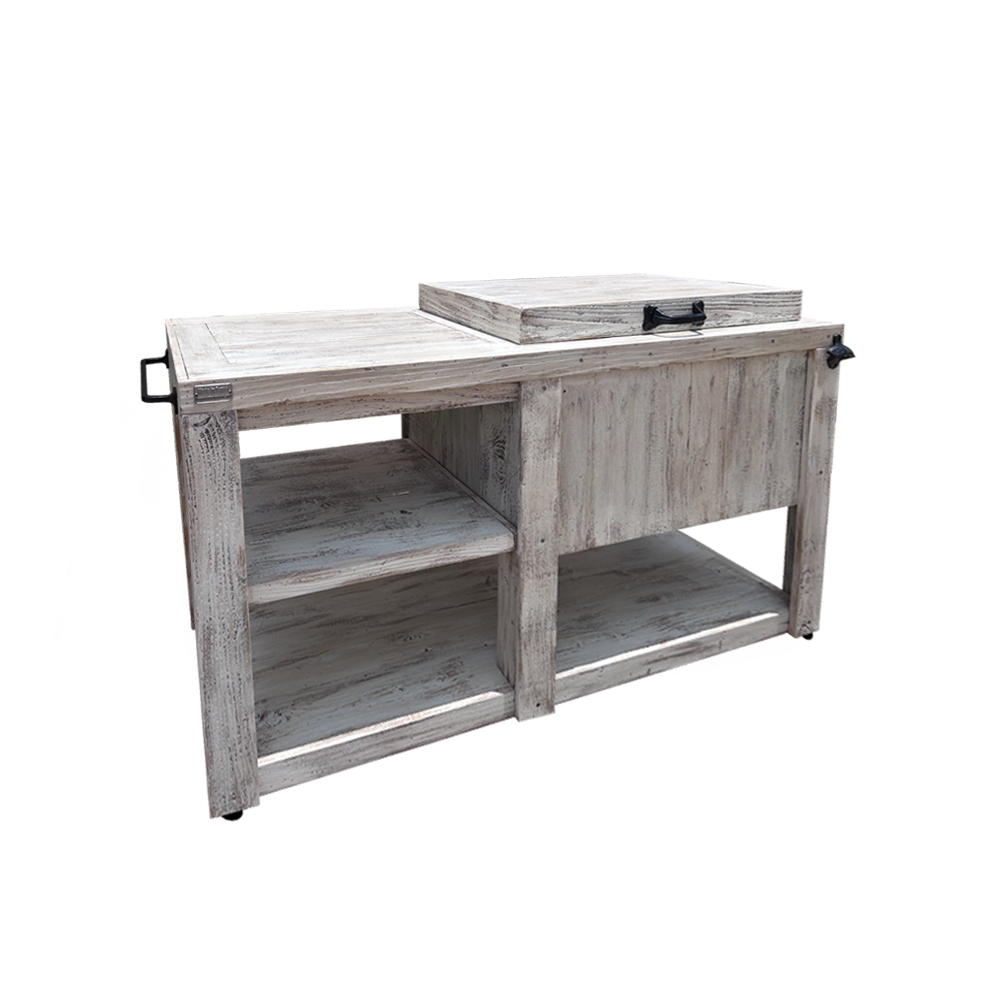 White Washed Single Cooler with Table – Haggards Rustic Goods