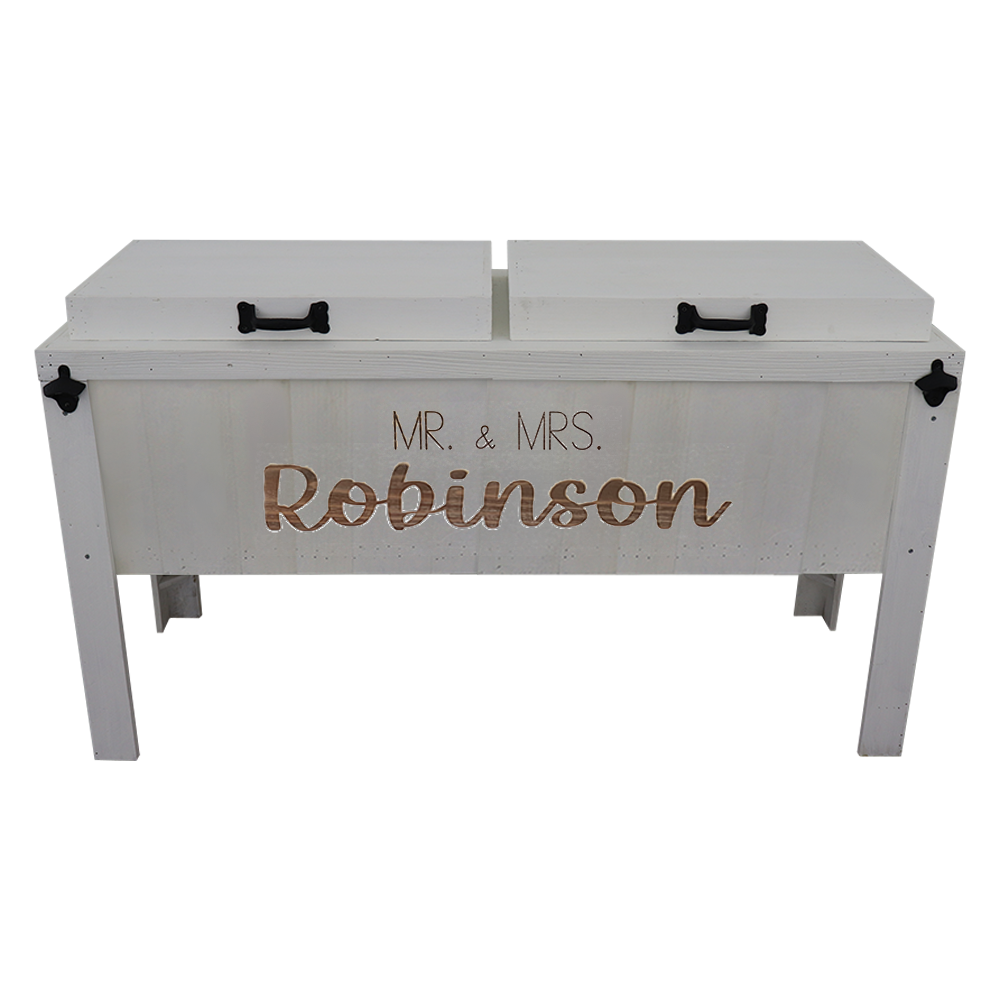 Double Cooler with 2 Engraved Lines - White Paint – Haggards Rustic Goods