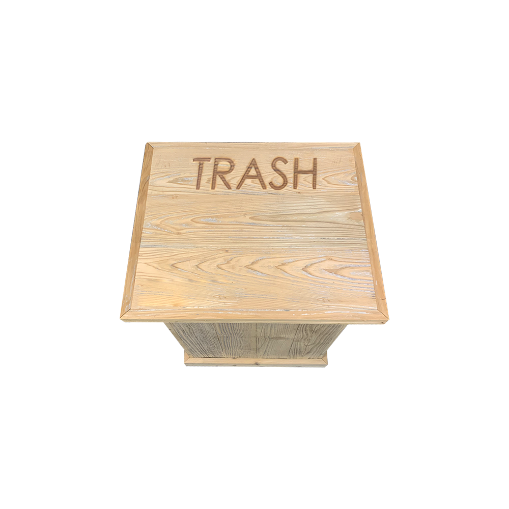 Single Wooden Trash Can with Single Engraved Trash Label – Haggards ...