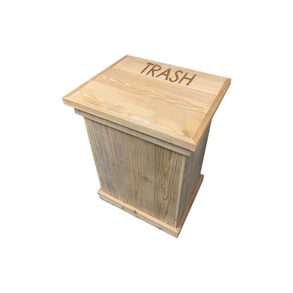 Single Wooden Trash Can with Single Engraved Trash Label – Haggards ...